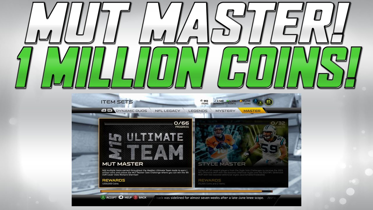 MUT 15 - MUT Master Set! | How To Make 1 Million Coins In Madden 15 ...