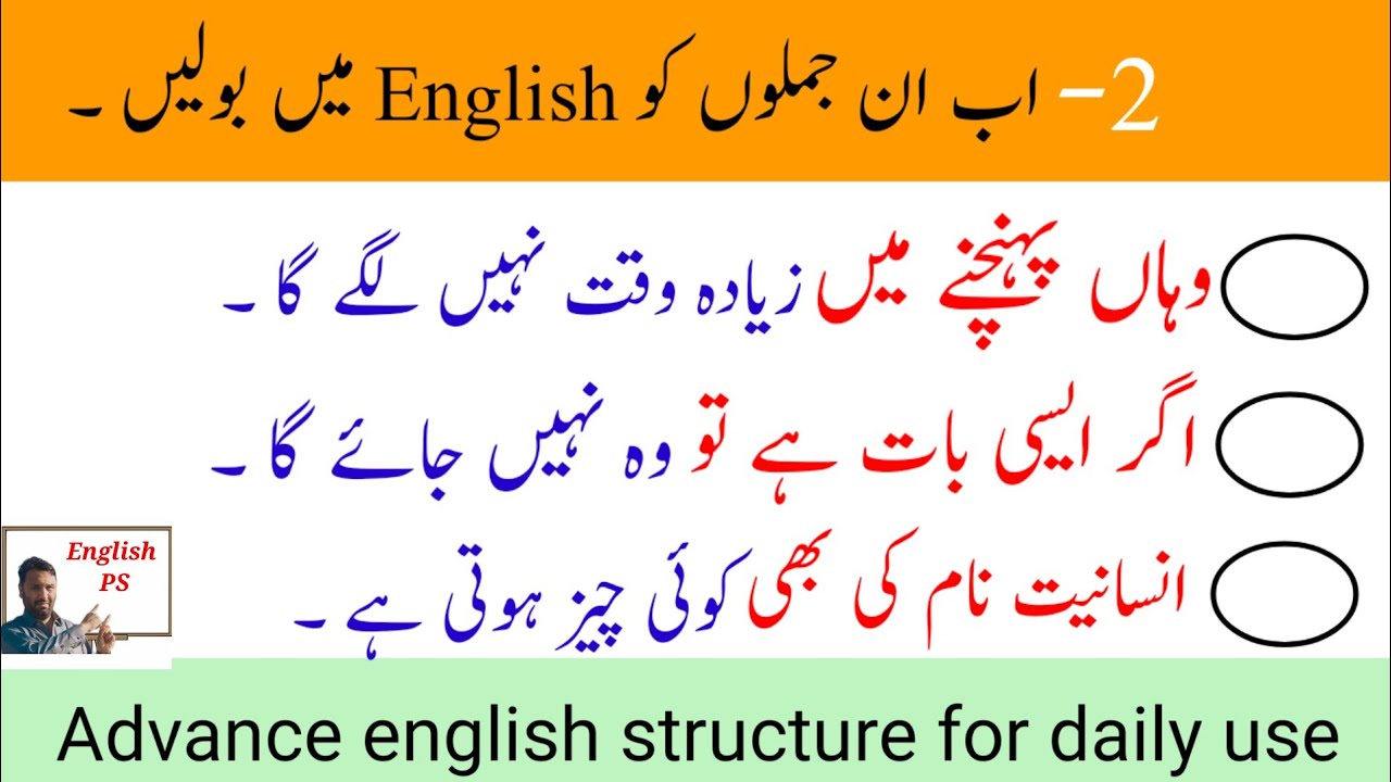 Advance english structures in urdu | Advance english in daily use | 2 ...