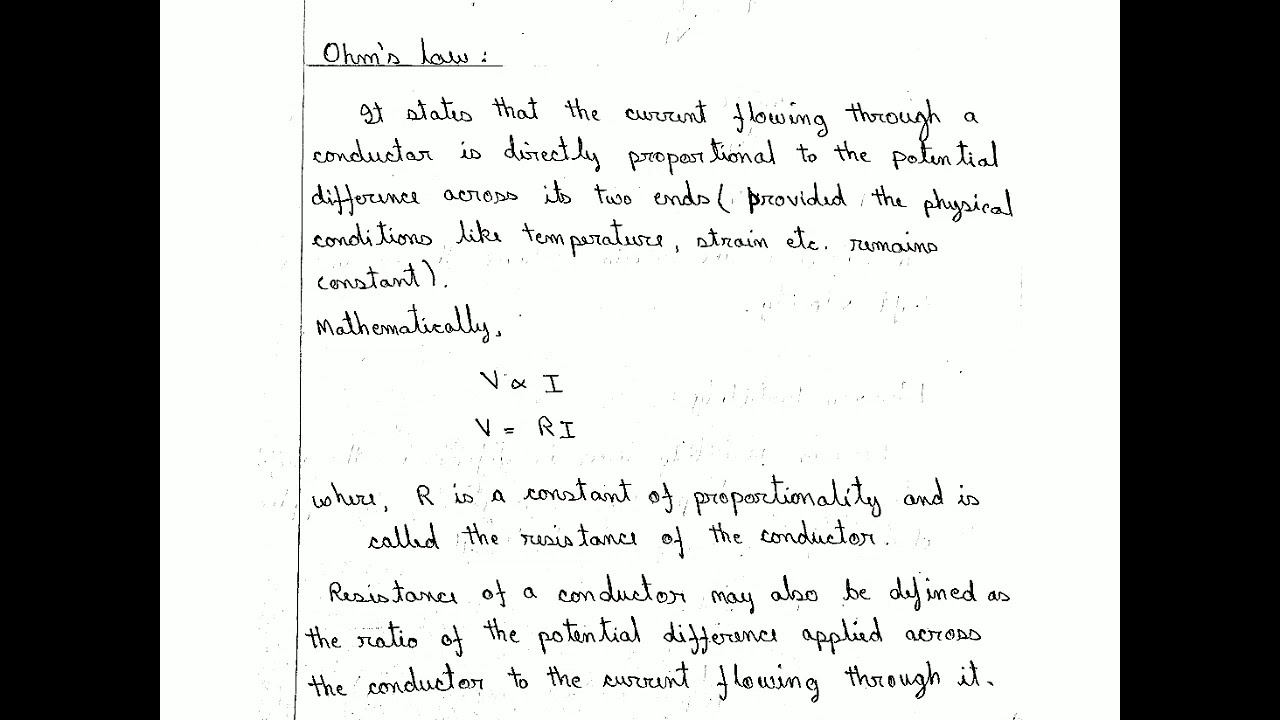 Class 12 Physics notes with explanation | Chapter 3 | Ohm's law - YouTube