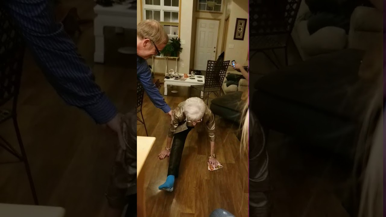 75 year old Grandma doing the splits during thanksgiving dinner! - YouTube