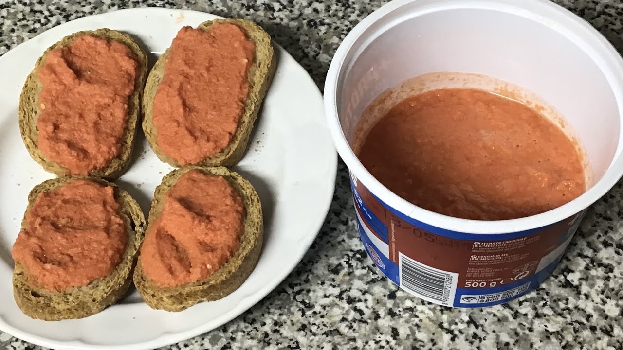 Receta tradicional cómo preparar pan tumaca o pan con tomate - YouTube