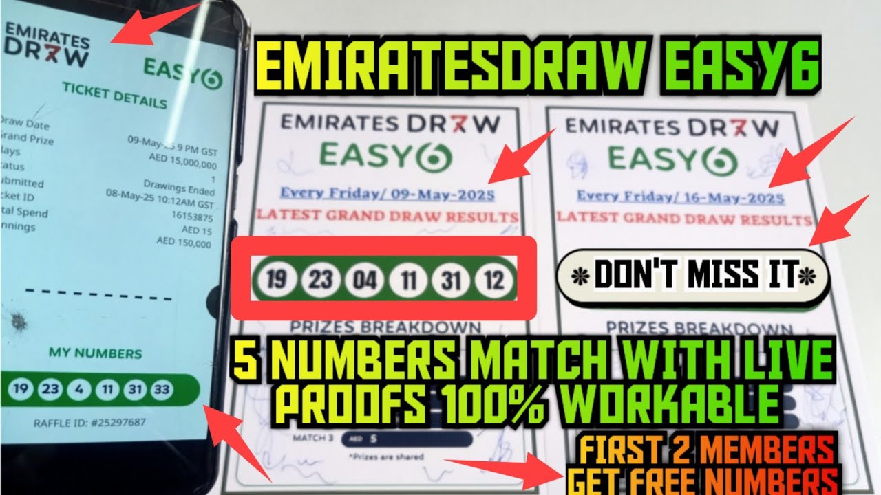 Emirates Draw 16-05-2025 Easy 6 | Emirates Draw #Easy6 Prediction ...