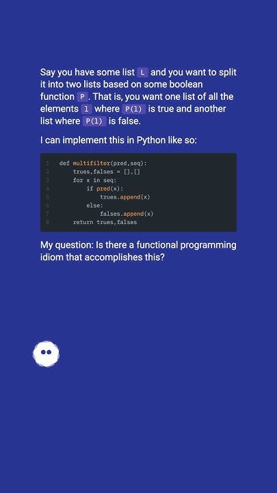 Is there a functional programming idiom for filtering a list into trues and falses? #shorts ...