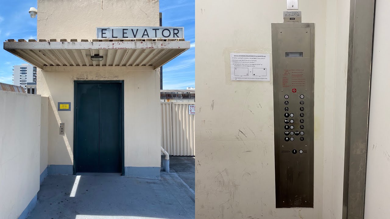 Nasty and Weird Thyssen-Dover Hydraulic elevator @ Central Garage - San Mateo, CA - YouTube