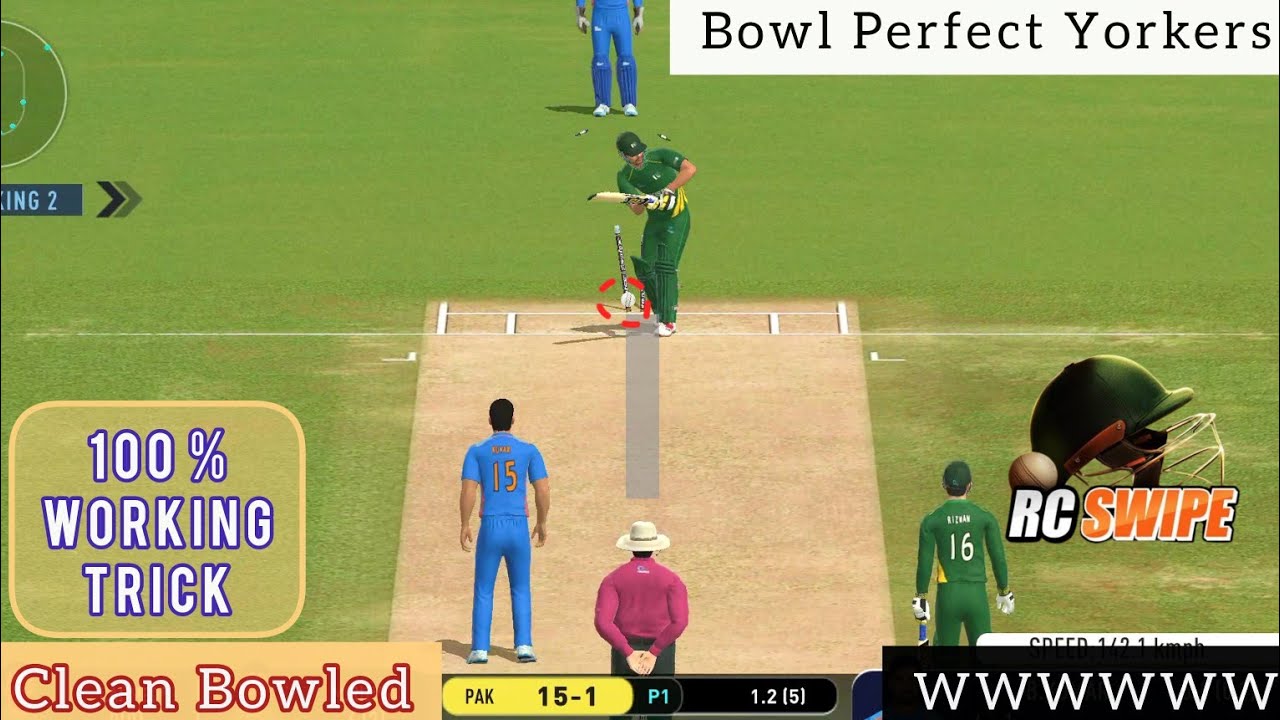 Yorker Ball Wicket Taking Trick 💯 | Real Cricket Swipe Bowling Tips ...