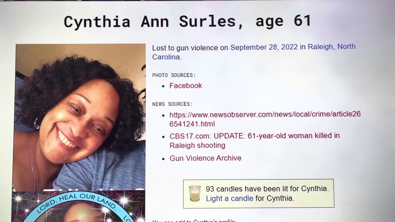RALEIGH, NC SEP 28 2022 CYNTHIA ANN SURLES 61 KILLED IN RALEIGH ...