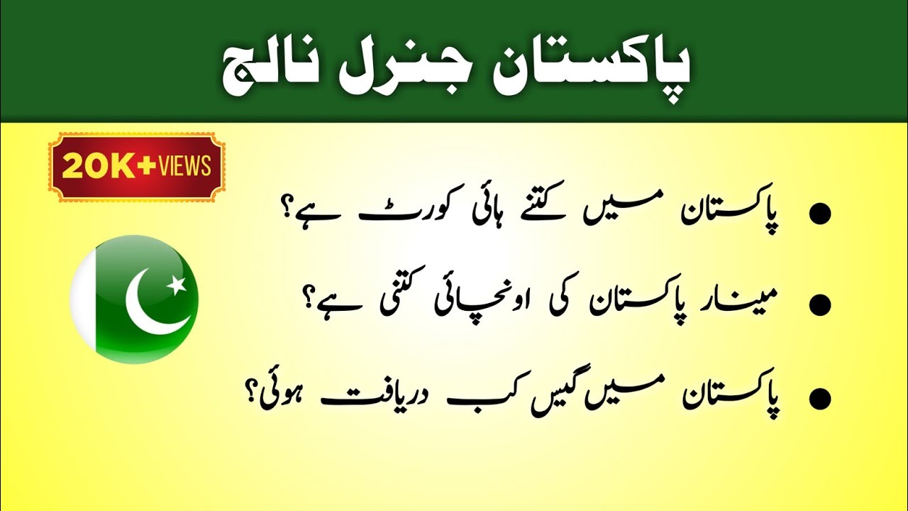 General knowledge about Pakistan | Pakistan MCQs | Most important GK ...