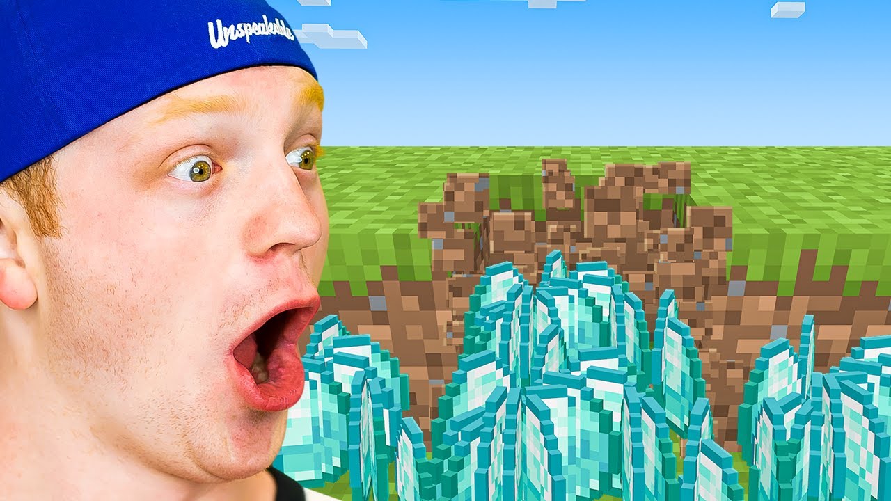 Minecraft But Grass Drops Diamonds - YouTube