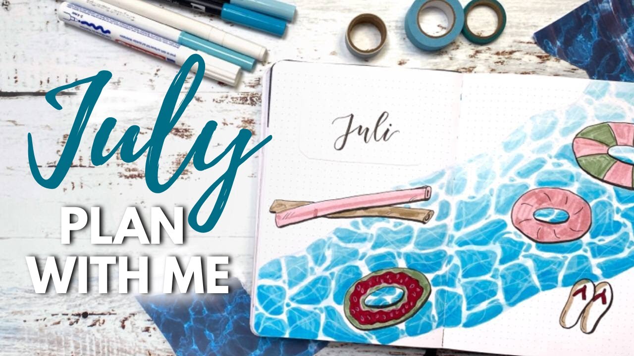 My Bullet Journal Setup for July 2021 | Pool Party theme 🍉 - YouTube