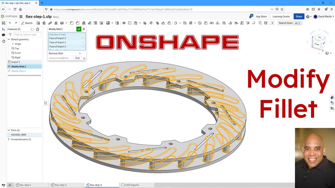Onshape - Modify Fillet - YouTube