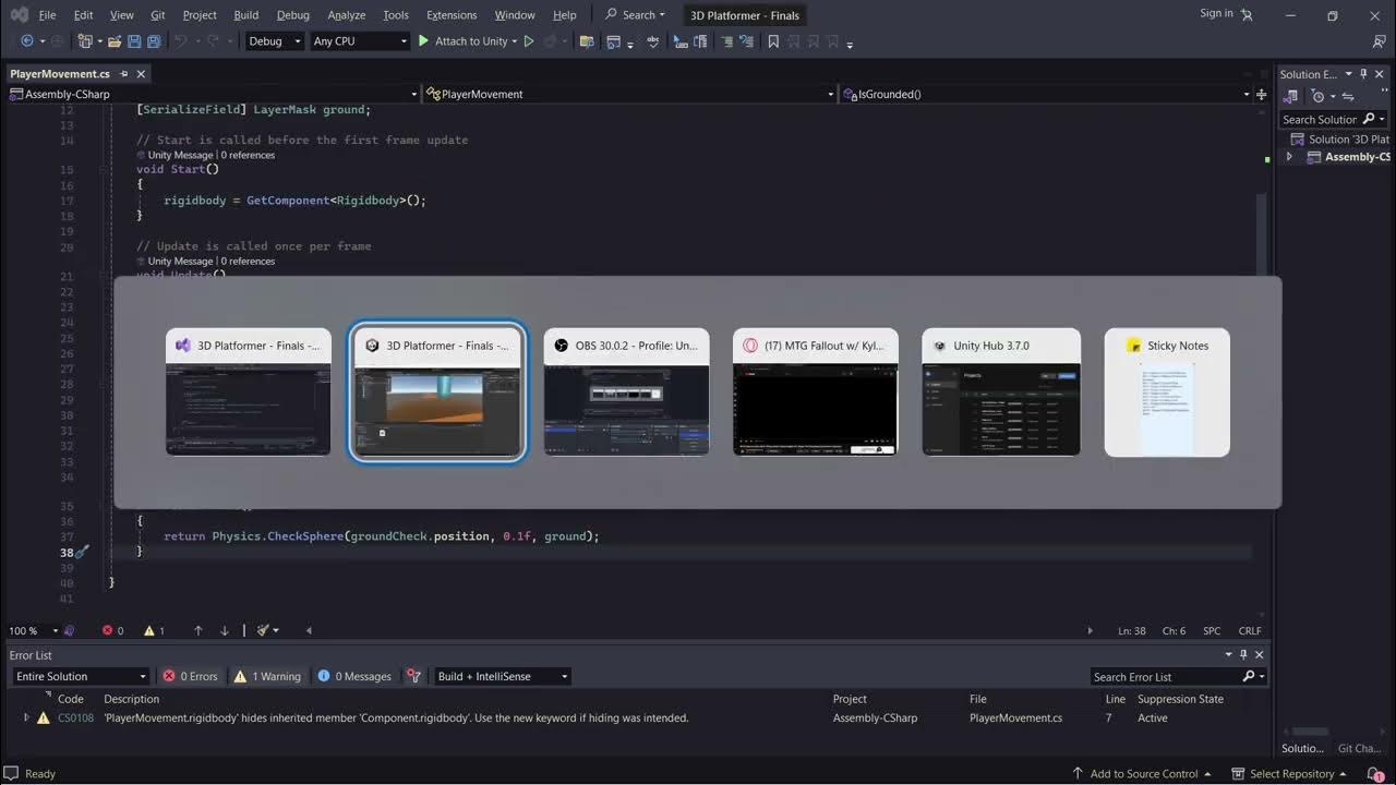 Unity Tutorial 3D Platformer Game Part 3 - YouTube