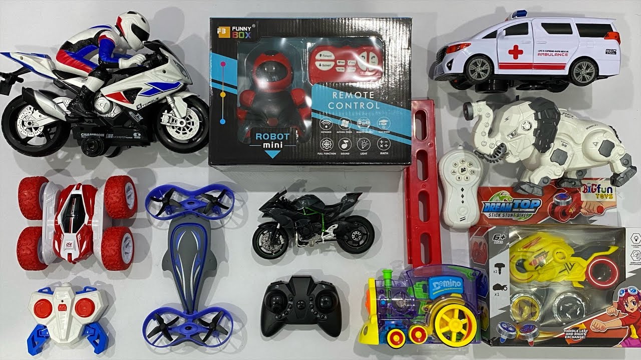 My Latest Toys Collection, RC Robot, Spinner, Domino Train, RC Bike ...