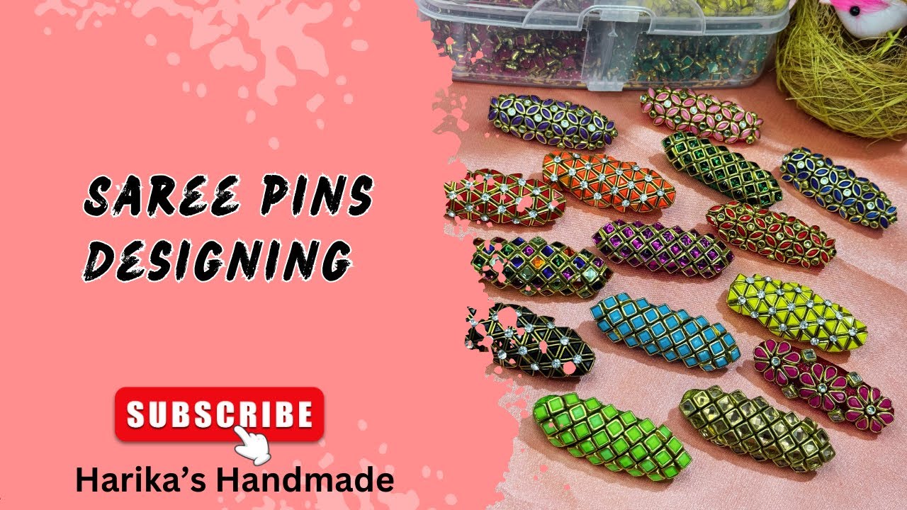 How to make Saree pins | Saree pins designing | Handmade saree pins # ...