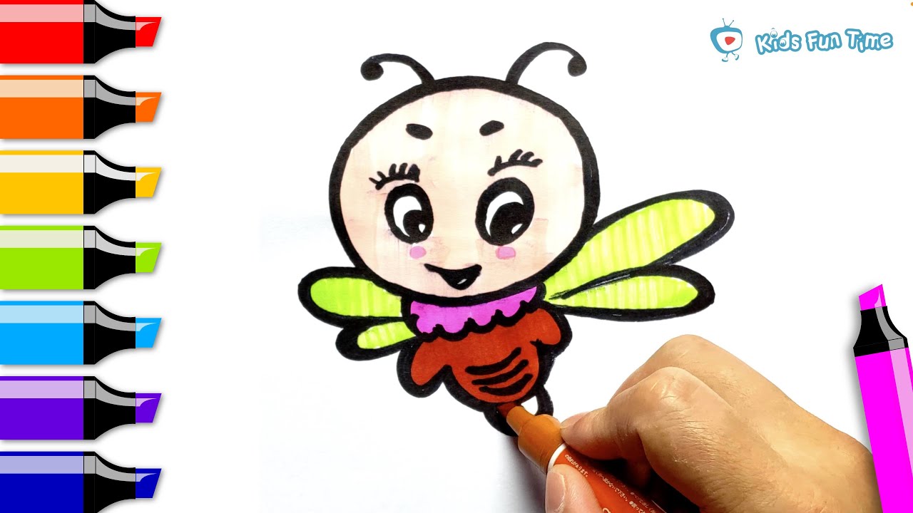 How to draw a firefly for kids?｜Teach kids to draw and color a firefly ...