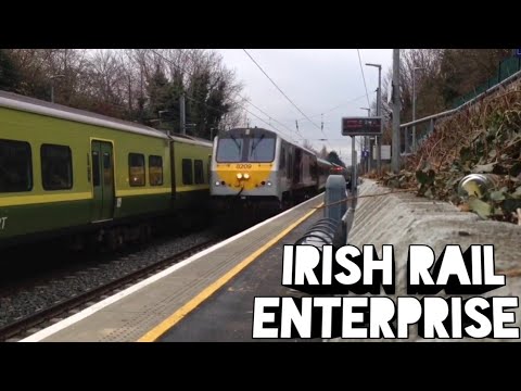 NIR Enterprise 201 Class Locomotive 8209 + Irish Rail Dart EMU 8600 Departs Raheny For Bray ...