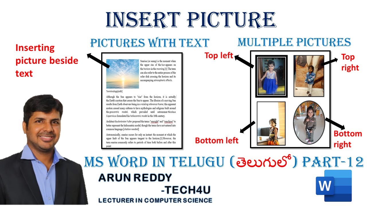 MS WORD IN TELUGU PART 12 INSERTING PICTURE IN WORD INSERTING ms-word-in-telugu-part-12-inserting-picture-in-word-inserting