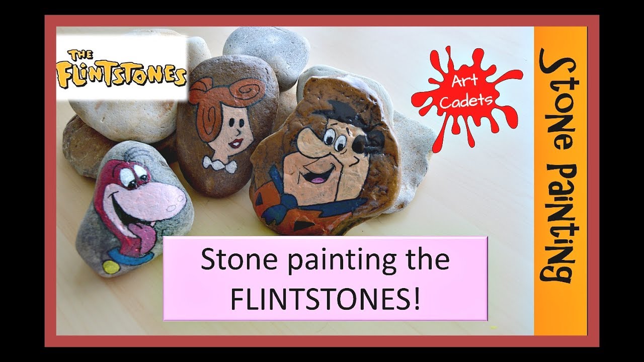 Stonepainting the Flintstones - how to pebble art! - YouTube