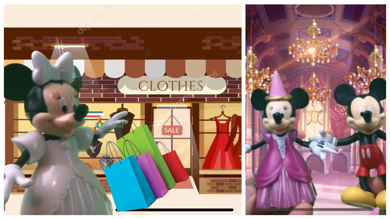 Minnie goes SHOPPING for PROM DRESS and DANCES with MICKEY - YouTube