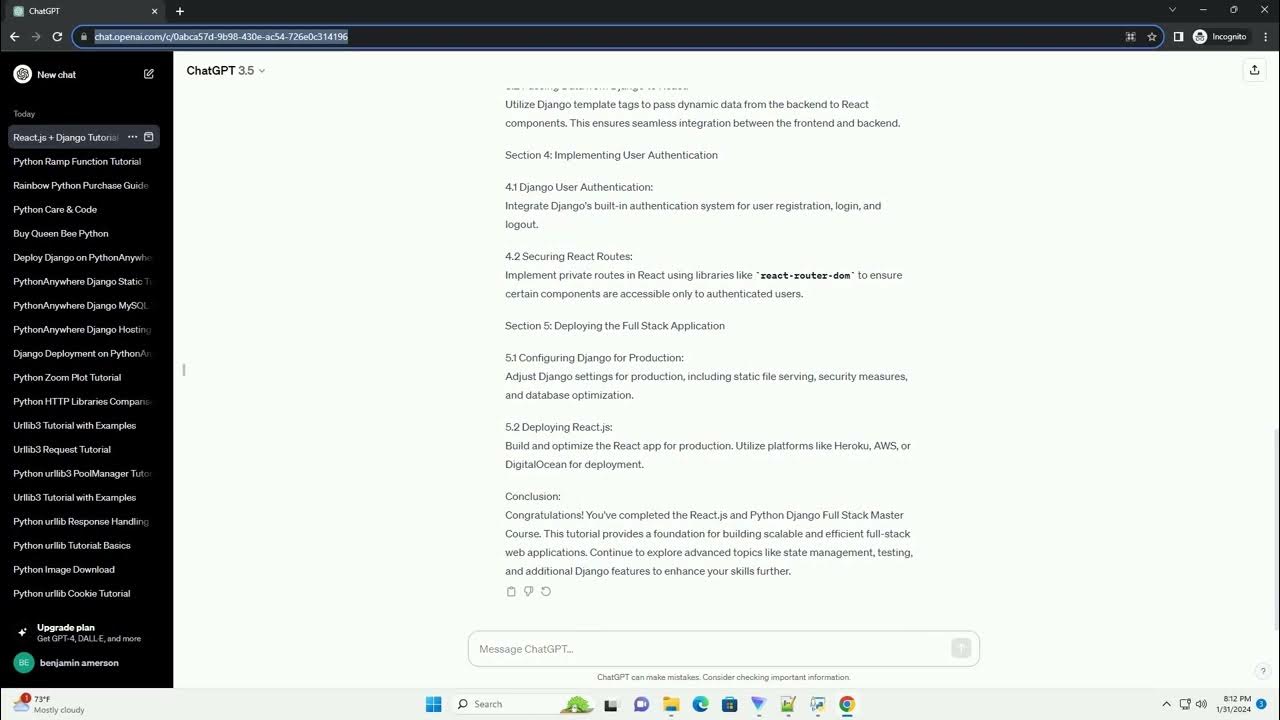 react js and python django full stack master course - YouTube