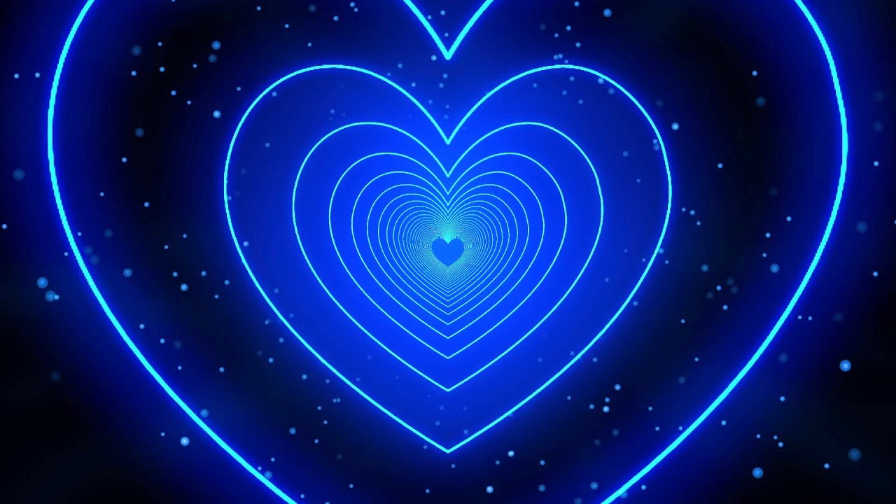 HD Led Light Screen💙Blue Heart Background │ Neon Heart Tunnel ...