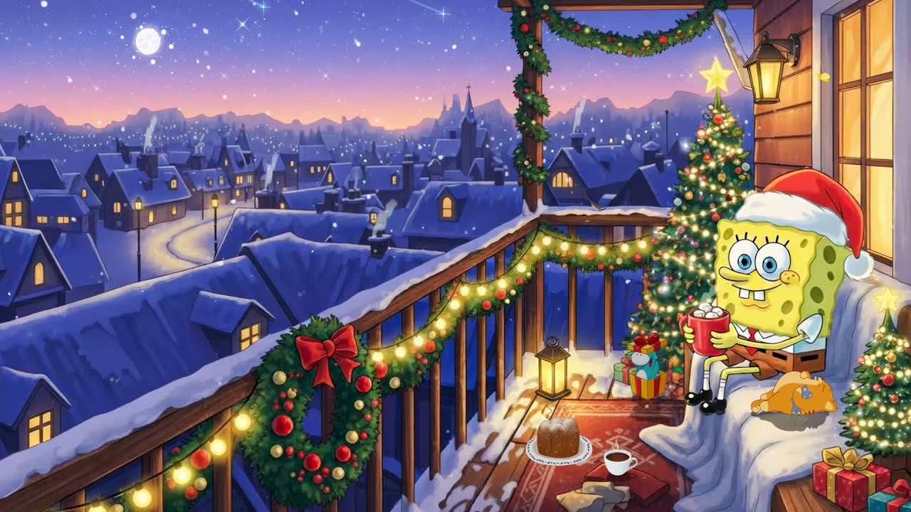 SpongeBob Lofi | Chill Christmas Beats ☕ Study & Relax - YouTube
