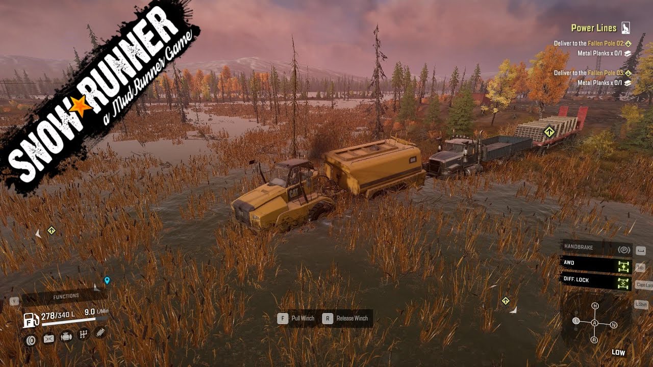 SnowRunner Contract 19 Power Lines Michigan Island Lake - YouTube