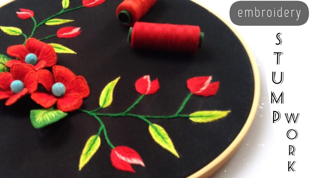 Hand embroidery stumpwork for beginner - YouTube