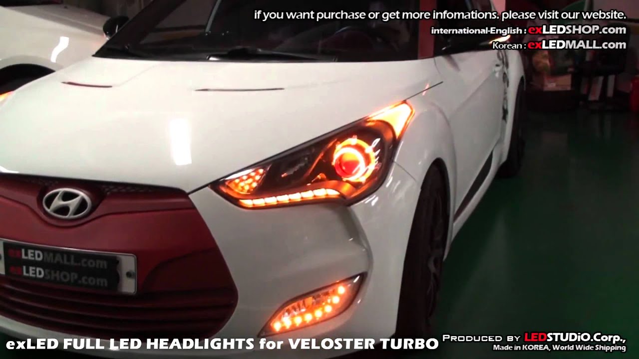 exLED FULL LED HEADLIGHTS for VELOSTER TURBO - YouTube