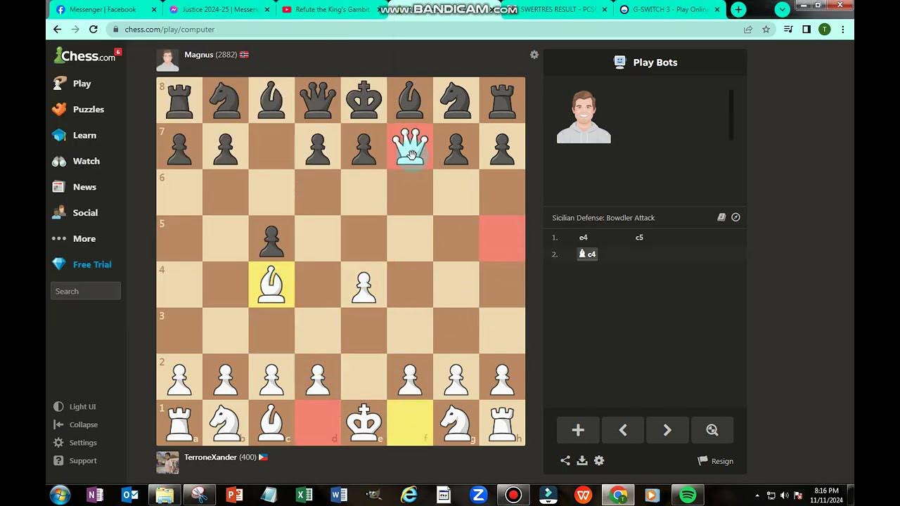 Defeating Magnus Carlsen Bot In 4 Moves [Chess.Com] - YouTube