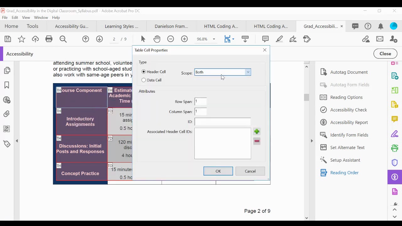 How to Set Headers for Tables in Adobe - YouTube