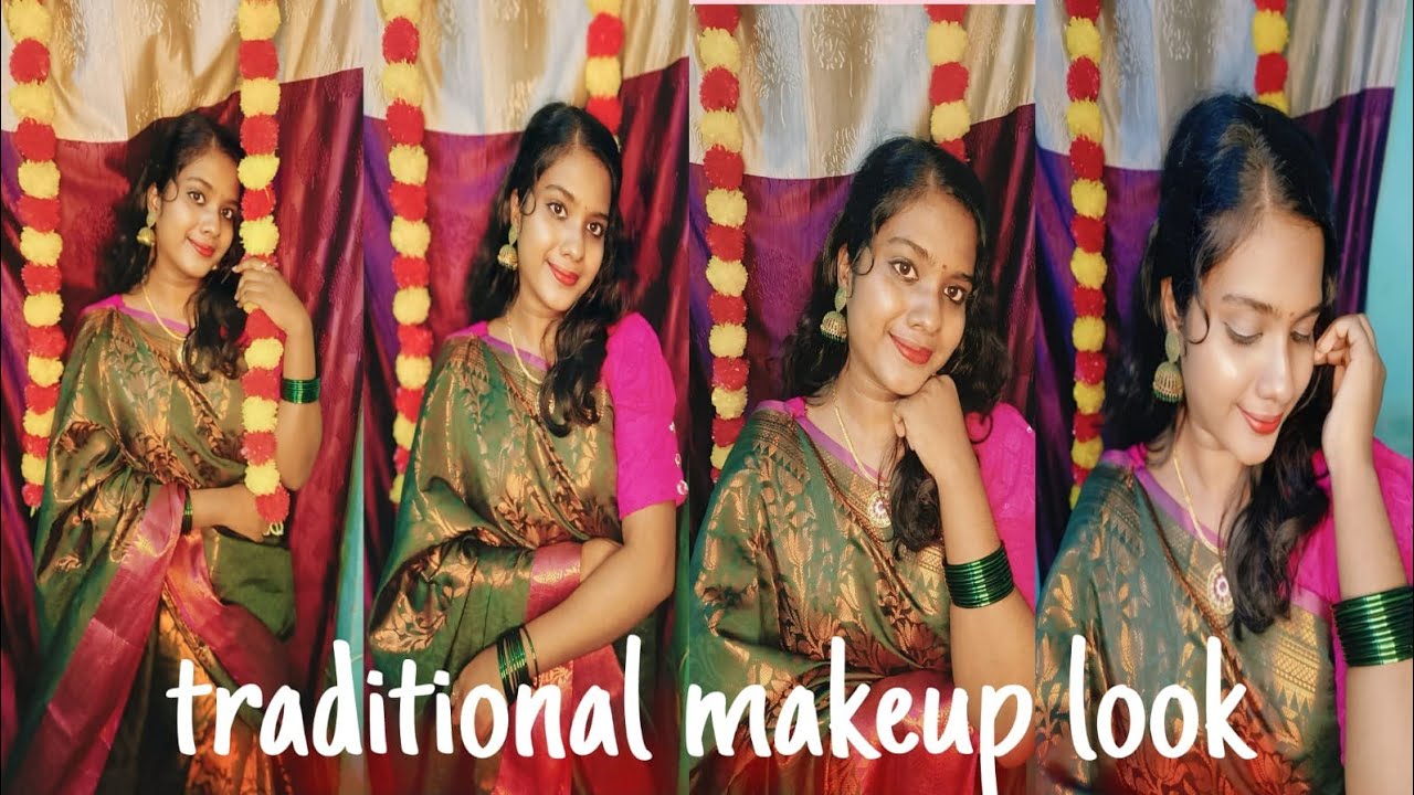 Traditional makeup look 💄| grwm in saree |simple and easy makeup for ...