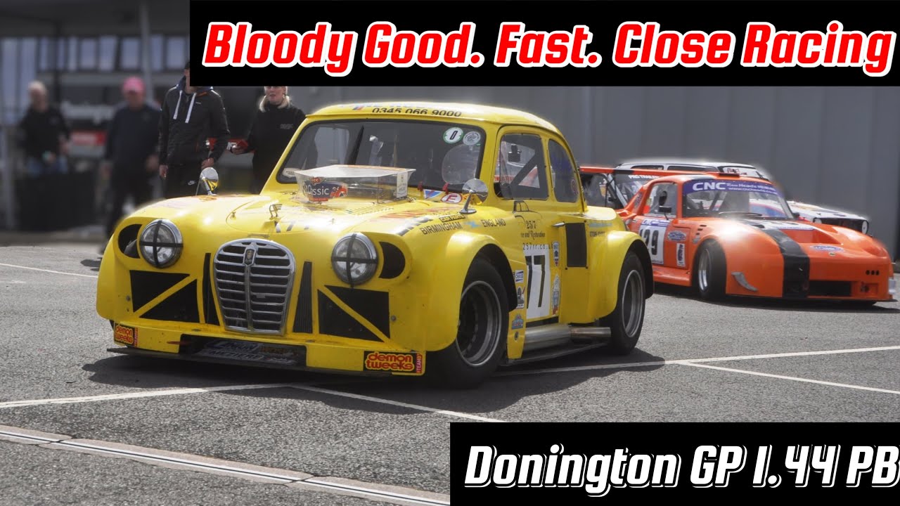 45 car grid Donington GP Austin A30 V8 - YouTube