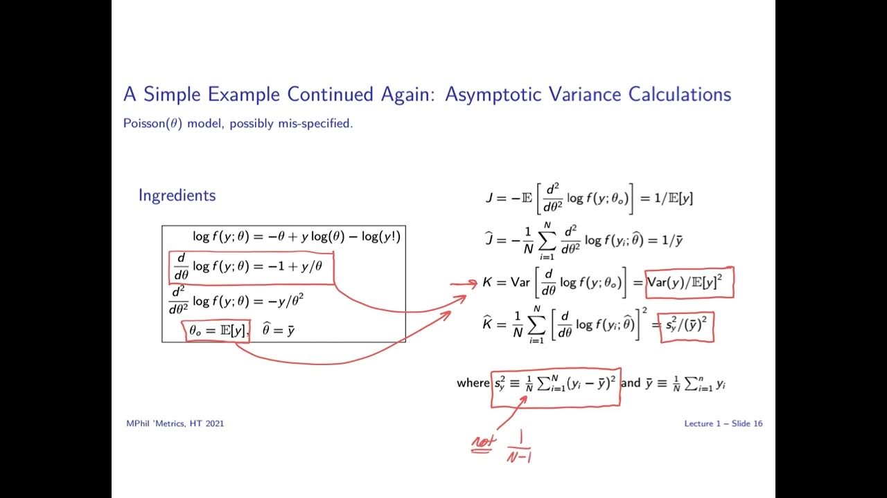 Lecture 1 Part 4 - Asymptotic Variance Calculations for Poisson Distribution - YouTube