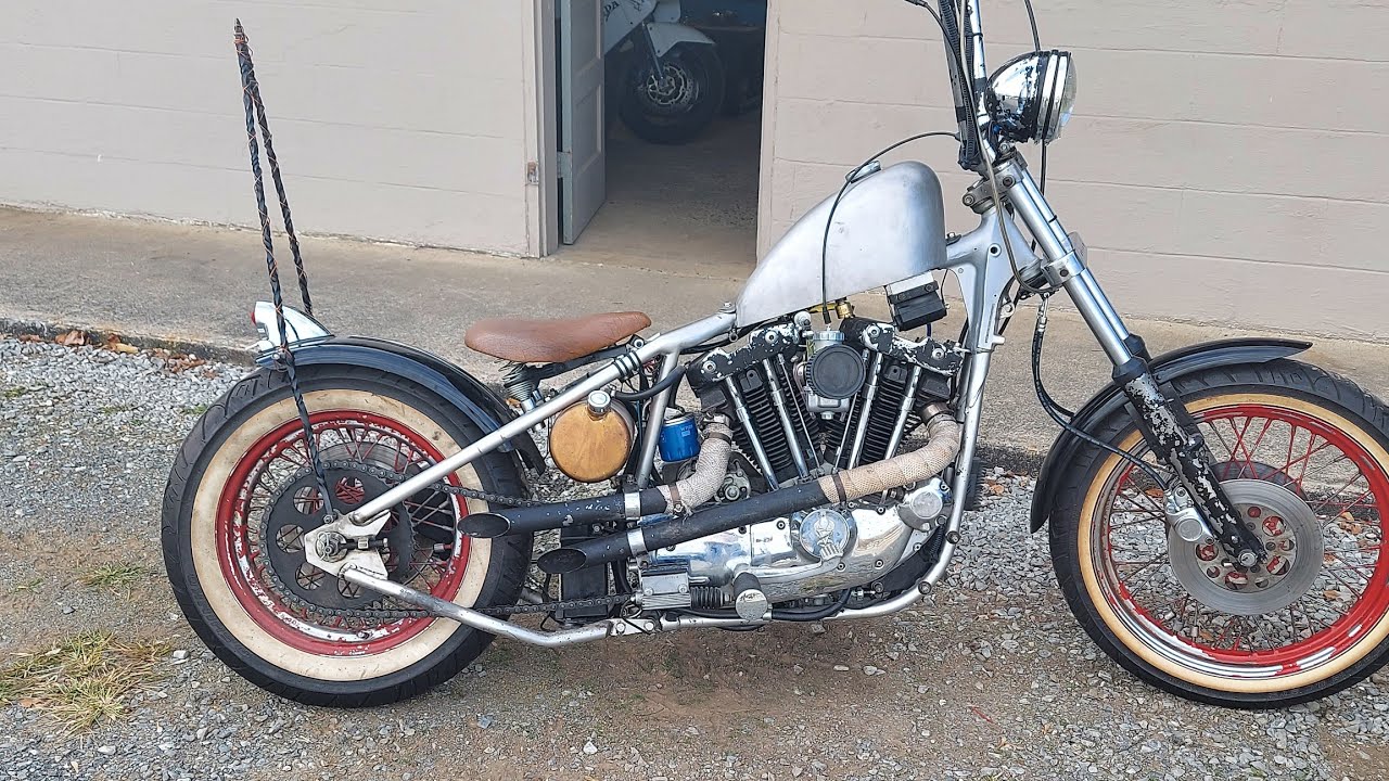 1981 Harley Davidson Ironhead Patina Hardtail walk around and start up ...