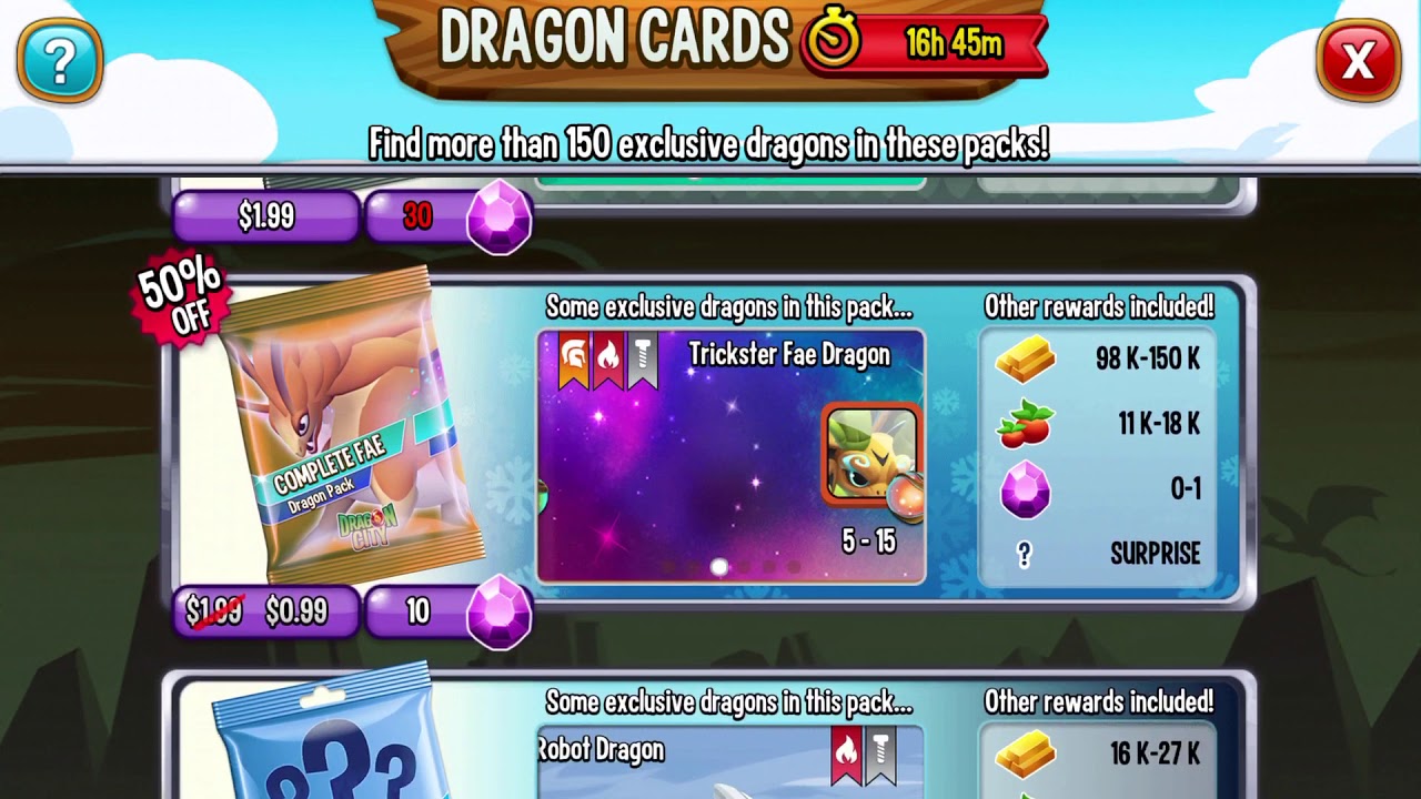 Dragon city card packs opening The complete Fae dragon pack - YouTube