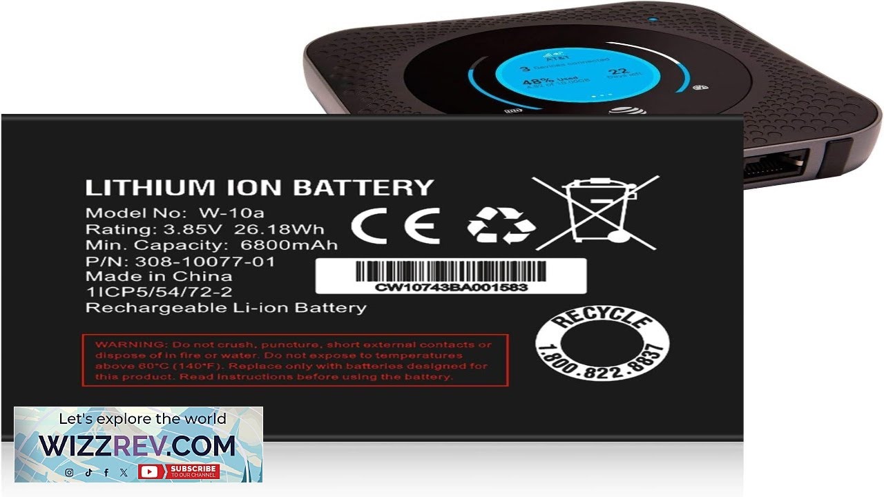 Upgraded (6800mAh) Battery for Netgear MR1100 AT&T Nighthawk M1 LTE ...