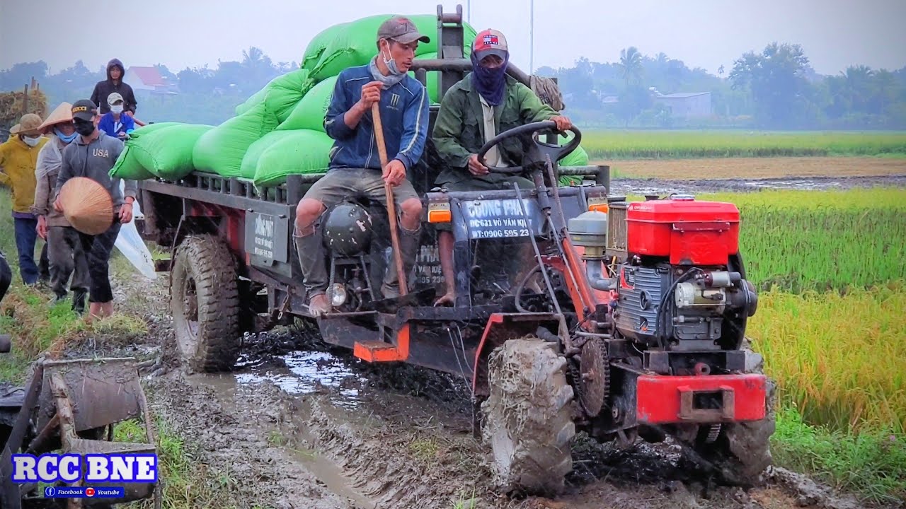 4x4 agricultural vehicles carrying bags of rice - YouTube