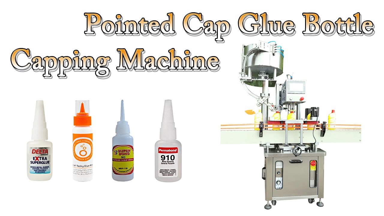 Pointed Cap Glue Bottle 4 Wheels Clamping and Capping Machine - YouTube