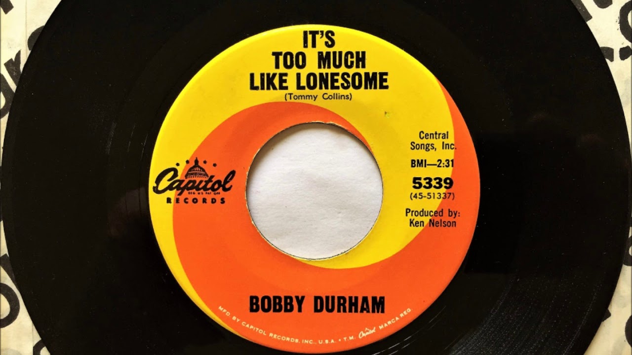 It's Too Much Like Lonesome , Bobby Durham , 1964 - YouTube