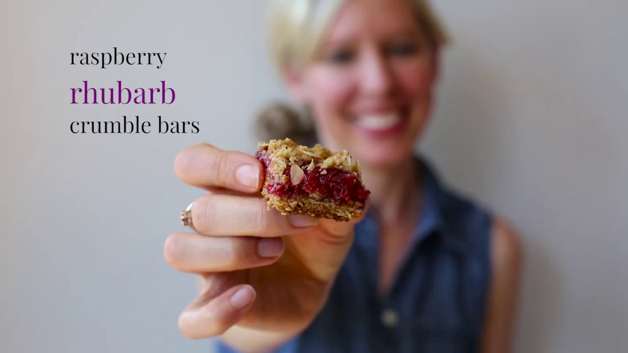 Gluten-Free & Vegan Raspberry Rhubarb Crumble Bars - YouTube