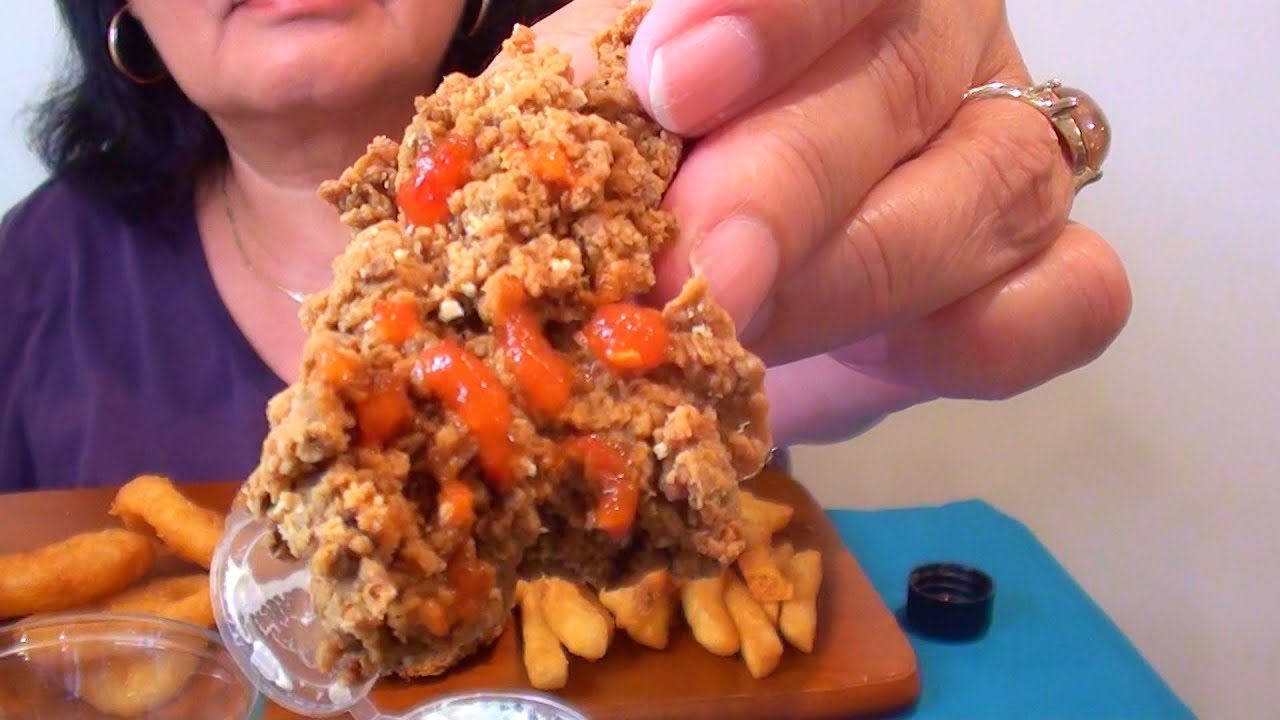 ASMR EATING | CRISPY FRIED CHICKEN | FRENCH FRIES | ONION RINGS ...
