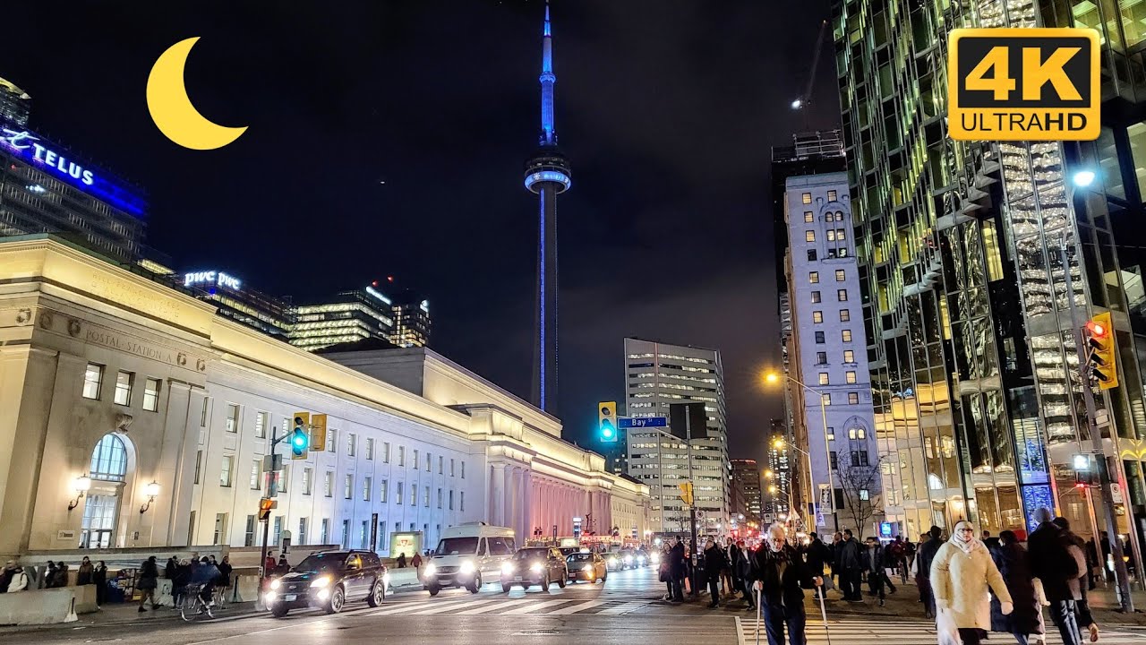 [4K] Walking in Toronto's Financial District at Night, 2022 (Including ...
