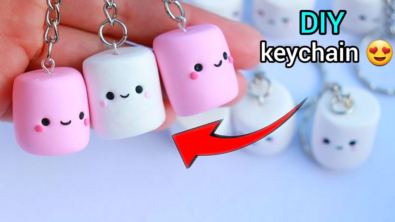 Pinterest "Inspired" 😍 Marshmallow Keychain DIY with Clay | খুব সহজে ...