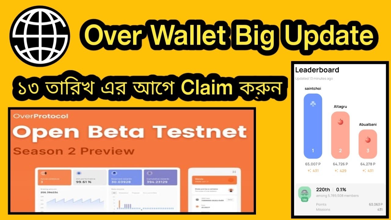Over Protocol Over Wallet Last Update App Update Soon 13 তারিখের আগে claim করুন ।। @overprotocol ...