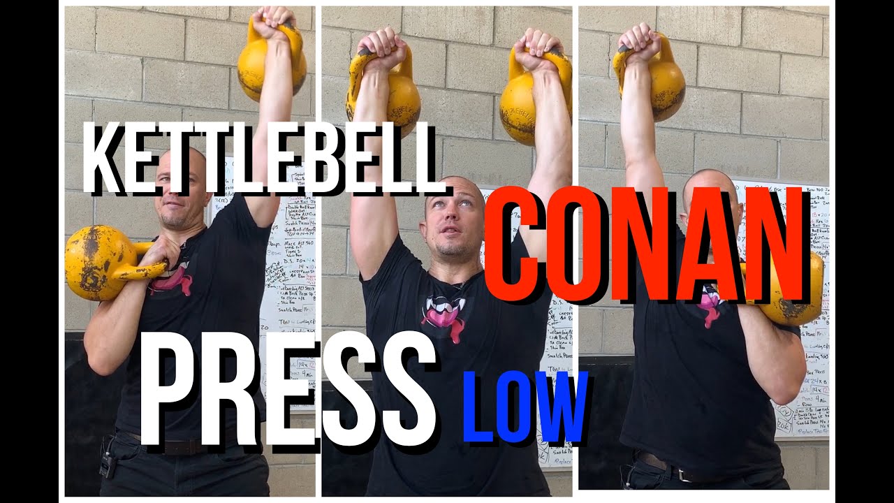 Kettlebell Conan Press Low - symmetrical press to see saw press - YouTube