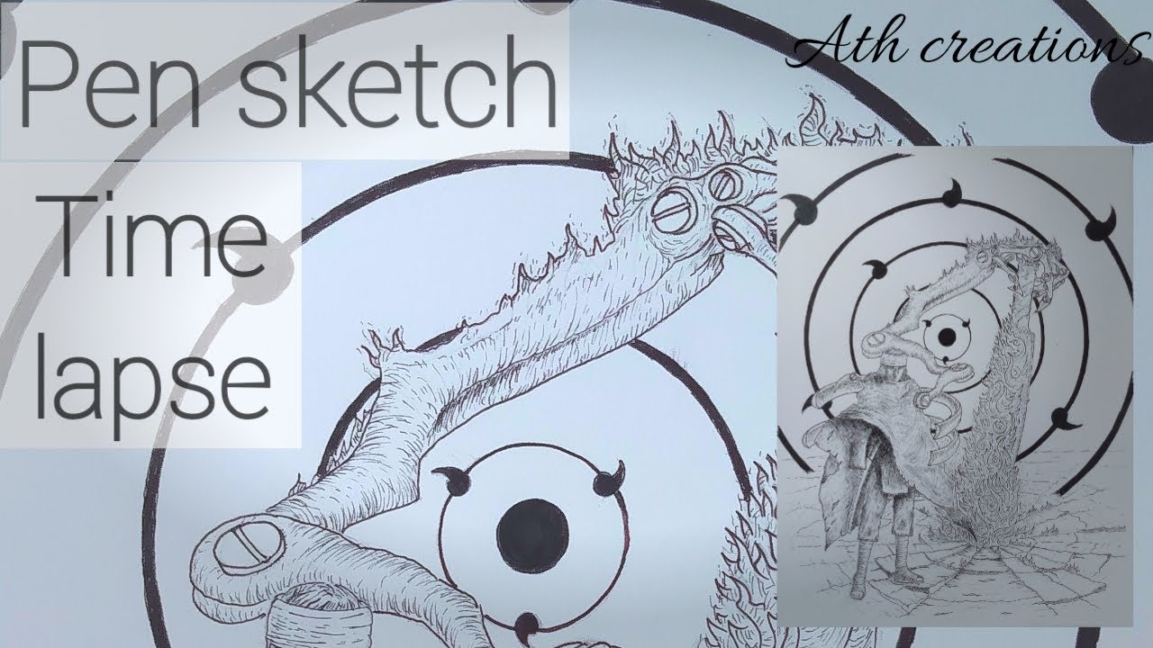 Speed drawing - Sasuke uchiha susanoo skeleton one hand form - YouTube