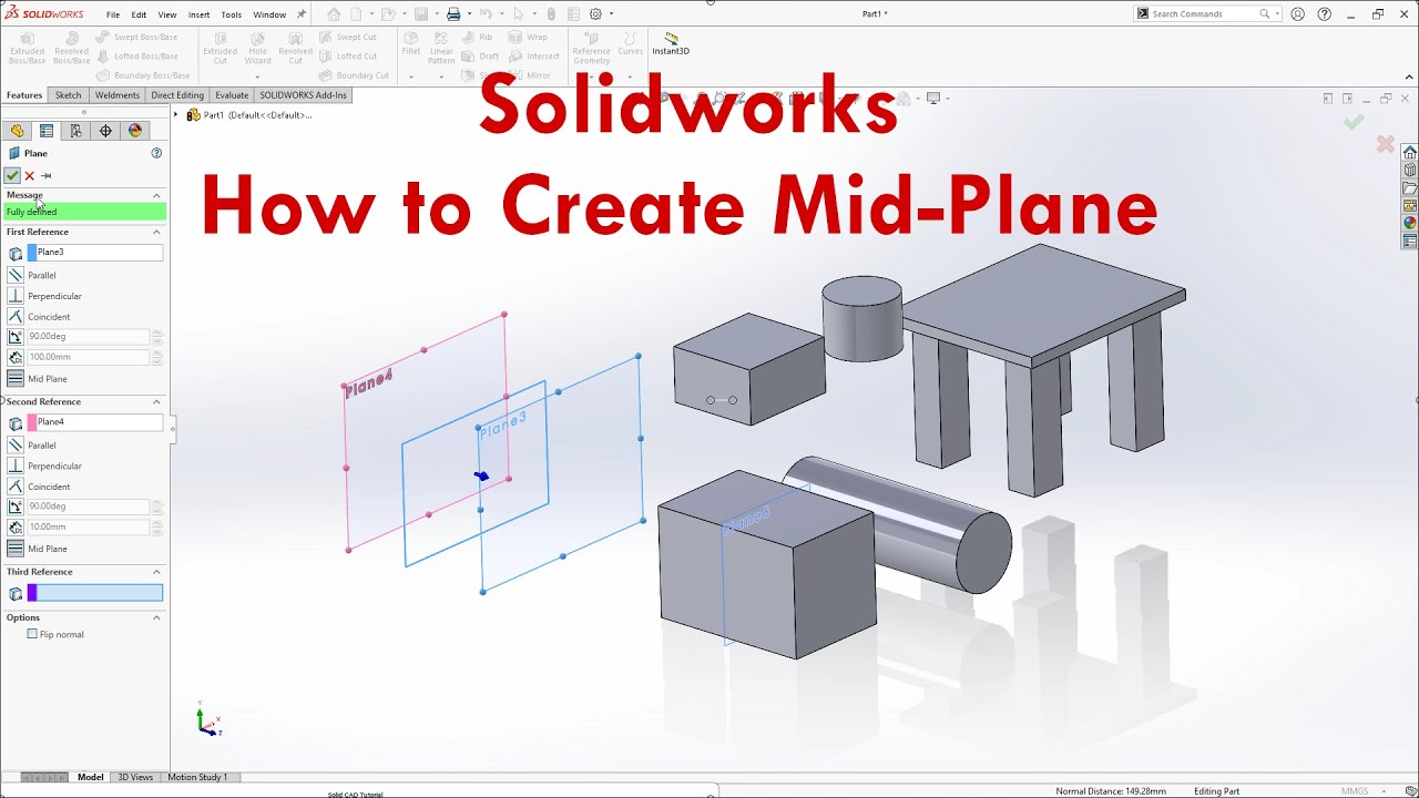 How to create Mid plane | Solidworks 2022| Solidworks Tips & Tricks ...