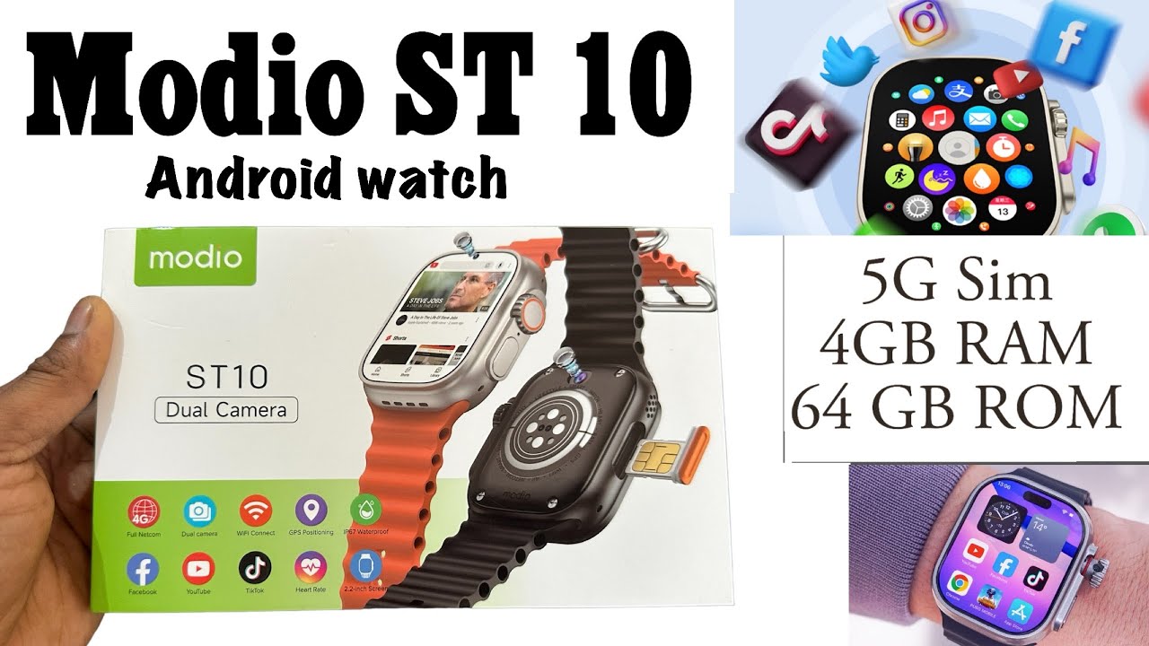 Modio ST10 -5G Watch -Dual Camera-WiFi-YouTube-Facebook-TikTok-Instagram-4G-Ram-64ROM-Amoled ...