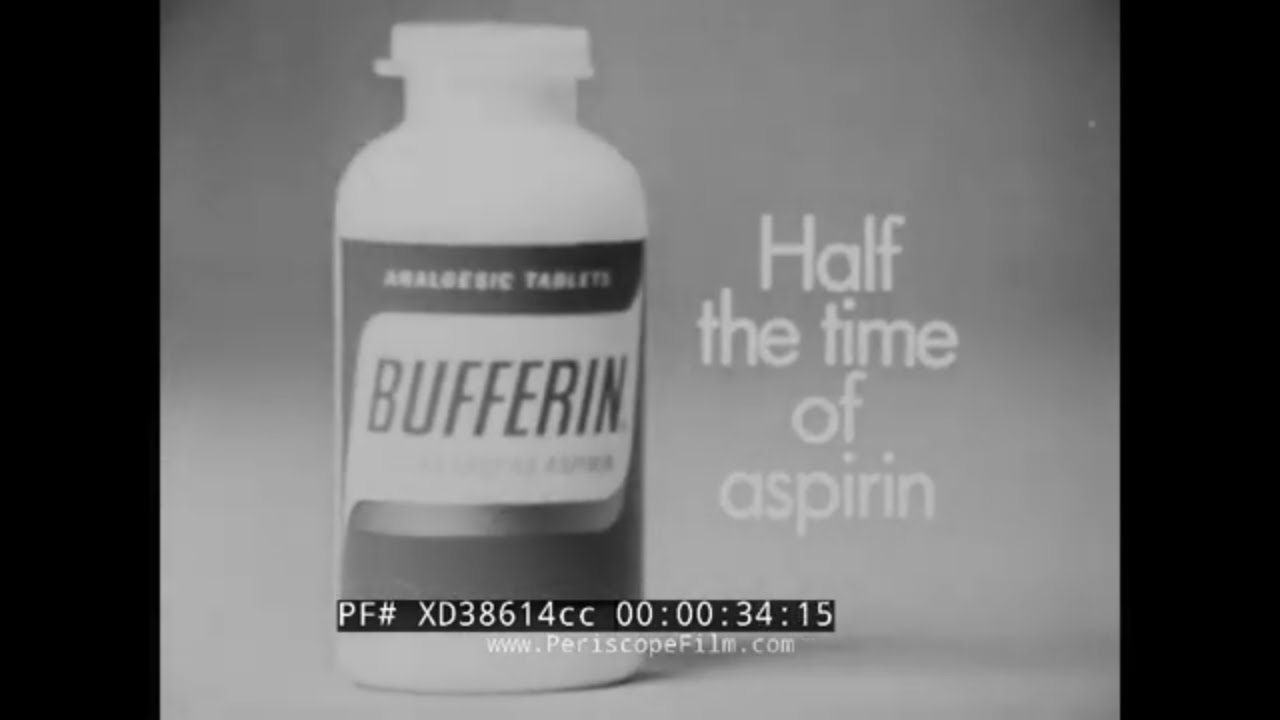 1960s BUFFERIN ASPIRIN TV COMMERCIAL "HALF THE TIME OF ASPIRIN ...