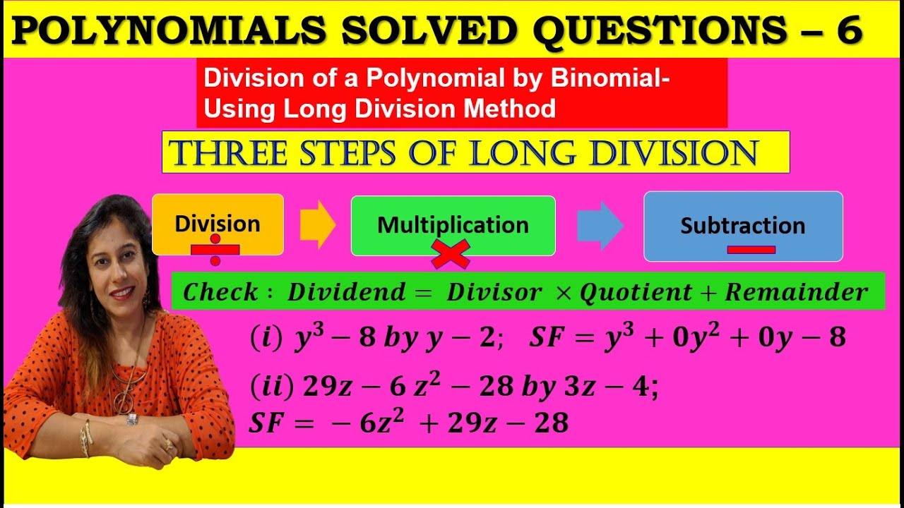 Division of polynomial by binomial using long division method-Division ...